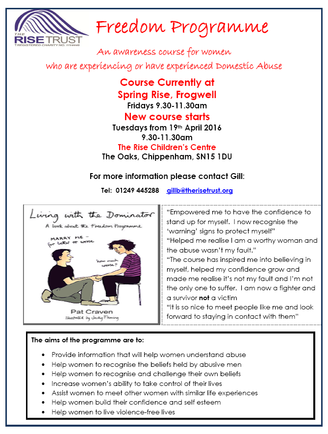 Freedom poster - The Rise Trust - Chippenham and North Wiltshire